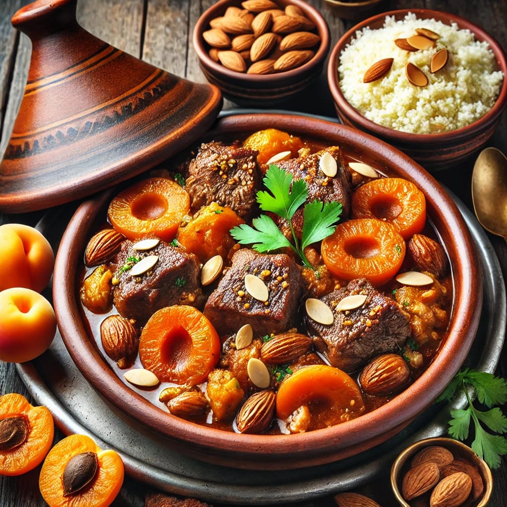 Moroccan Lamb Tagine with Apricots and Almonds Recipe
